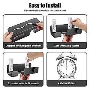 Self-Adhesive Hair Dryer Holder, Wall-Mounted Organizer Blow Dryer Holder for Bathroom, Hair Dryer Rack Styling Care Tool Hair Organizer Storage with Hair Brush Storage Holder (Gray)