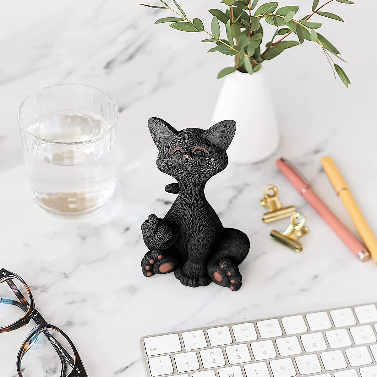 JFSM INC. Catitude - Whimsical Cat Raising Middle Finger Figurine - Hilarious Get Ready for Laughs - Stress Relief - Gifts for Cat Lovers, Cat Mom