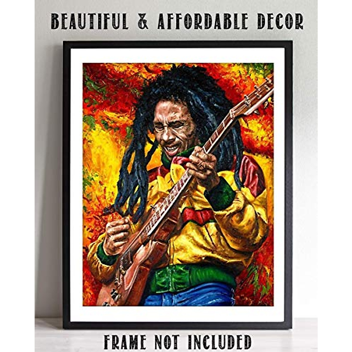"Bob Marley-Rocking"- Abstract Concert Wall Art -8 x 10"s Wall Prints-Ready To Frame-Classic Marley Poster Print. Modern Home-Studio-Bar-Office Décor. Perfect Gift for All Reggae & Marley Fans.