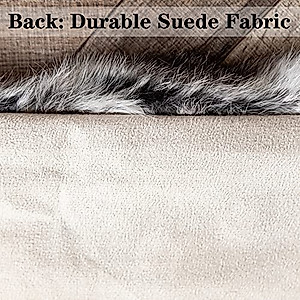 Throw Blankets for Couch and Bed, Soft Cozy Real Rabbit Fur Blanket with Suede Backing, Grey Lightweight Decorative Blankets and Throws, Farmhouse Warm Blanket for Men and Women, 55.1"x63"