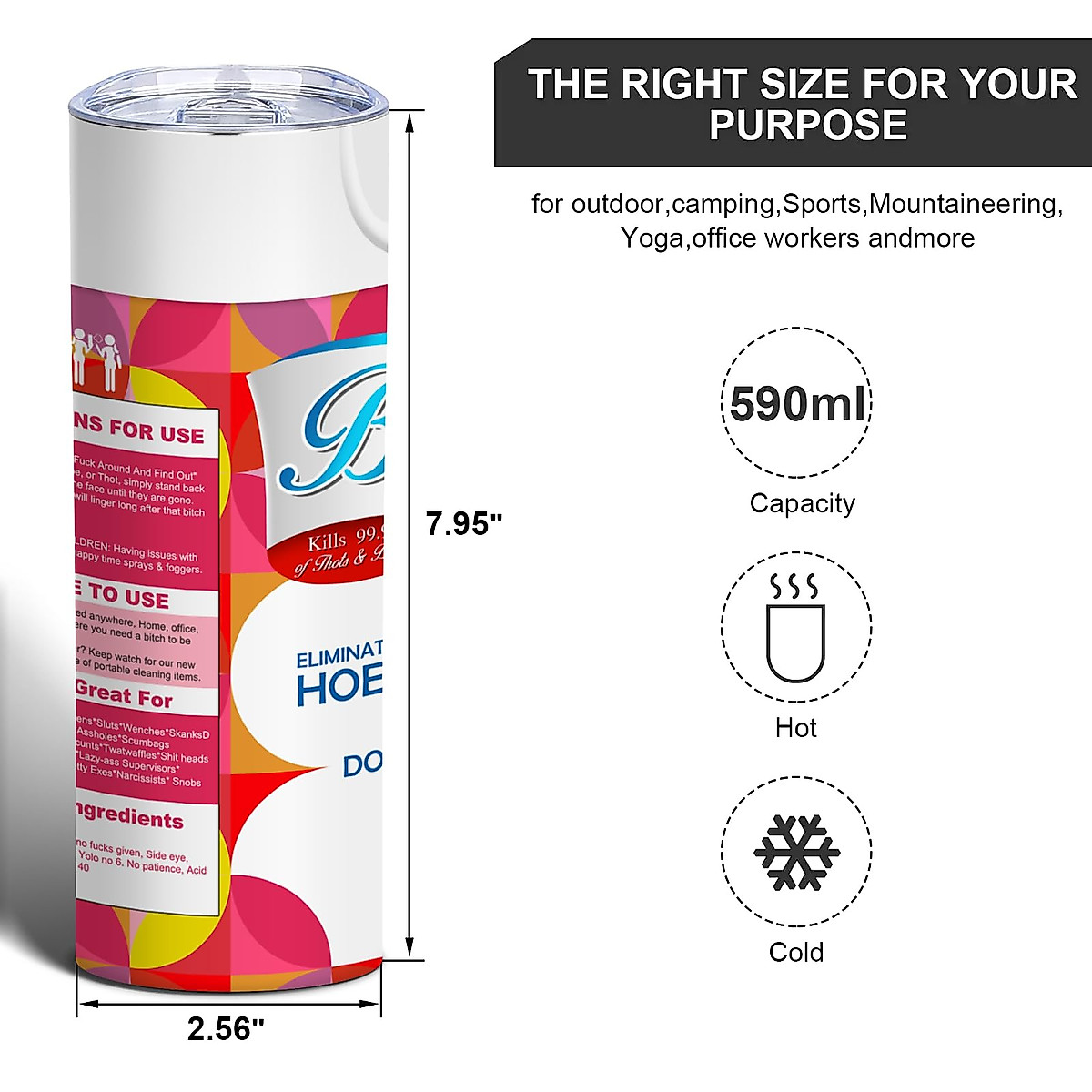 TUMBTU Be Gone 20oz Skinny Tumblers Cup Coffee Mug with Lid Funny Party Cup Reusable Insulated Stainless Steel for Hot & Cold Drinks Tea Cup Iced Coffee Travel Mug, Red - 1 Count (Pack of 1)