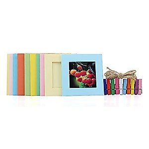 Ngaantyun Creative Wall Decor Hanging Film Frame for Fujifilm Instax Square SQ6/SQ10 Camera Share SP-3 Printer Films - Pack of 10pcs with String & Wooden Clips