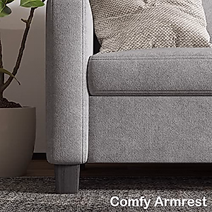 YESHOMY Convertible Sectional Sofa with Comfortable Backrest,L-Shaped Couch with Modern Cotton Fabric for Living Room, Gray