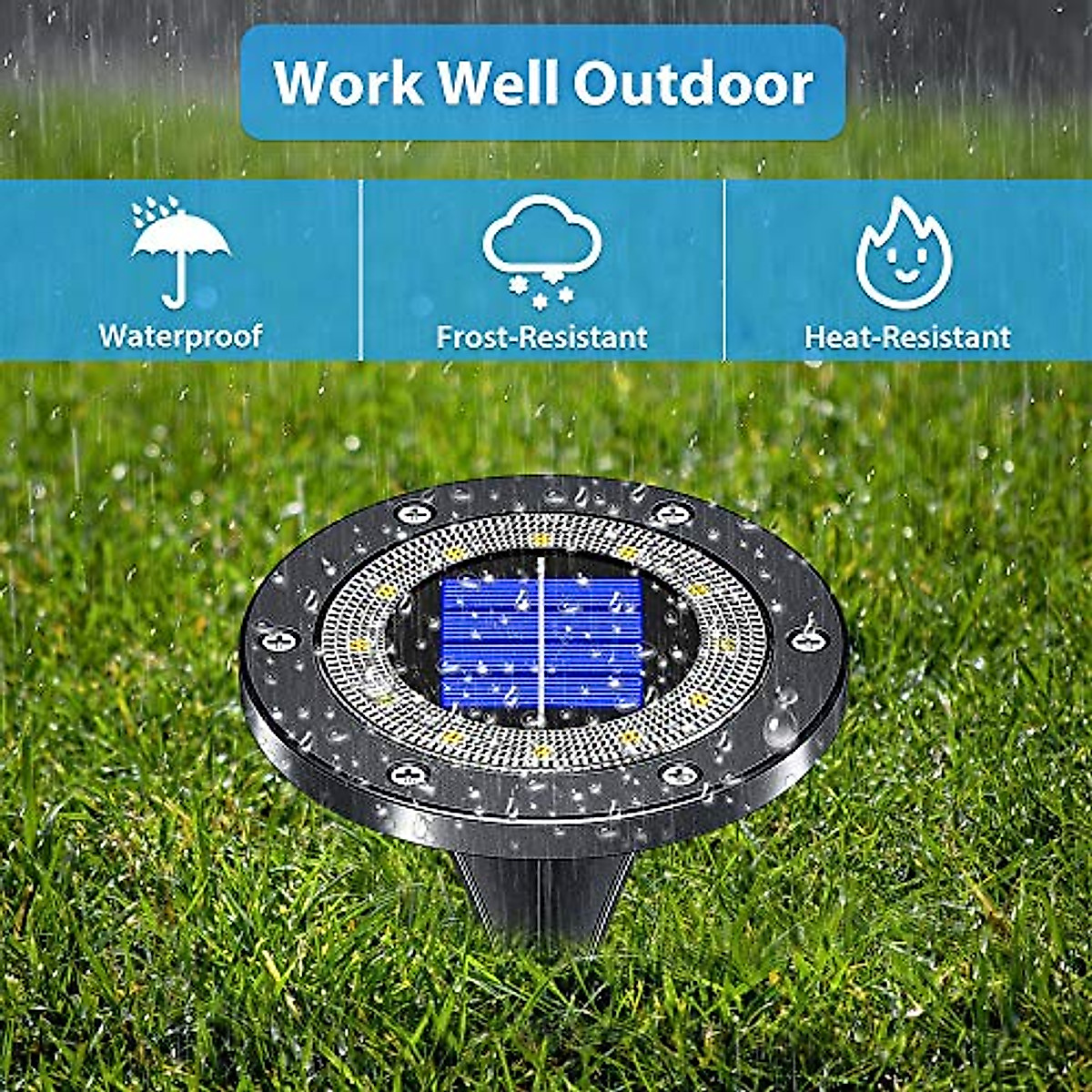 Biling Solar Ground Lights Outdoor with 12 LEDs, Multi-Color Auto-Changing Solar Outdoor Lights Waterproof, Solar Garden Lights for Pathway Garden Yard Patio Lawn - (Multi-Color 8pack)