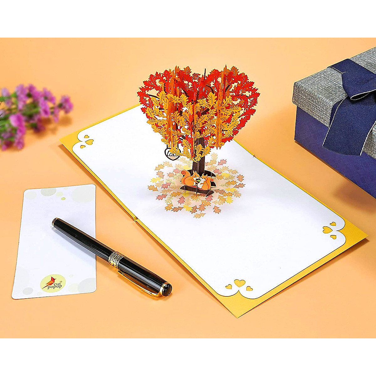 CUTPOPUP Anniversary Card Pop Up, Valentines Day Card, 3D Greeting Loved Card (Squirrel Couple Heart Tree)