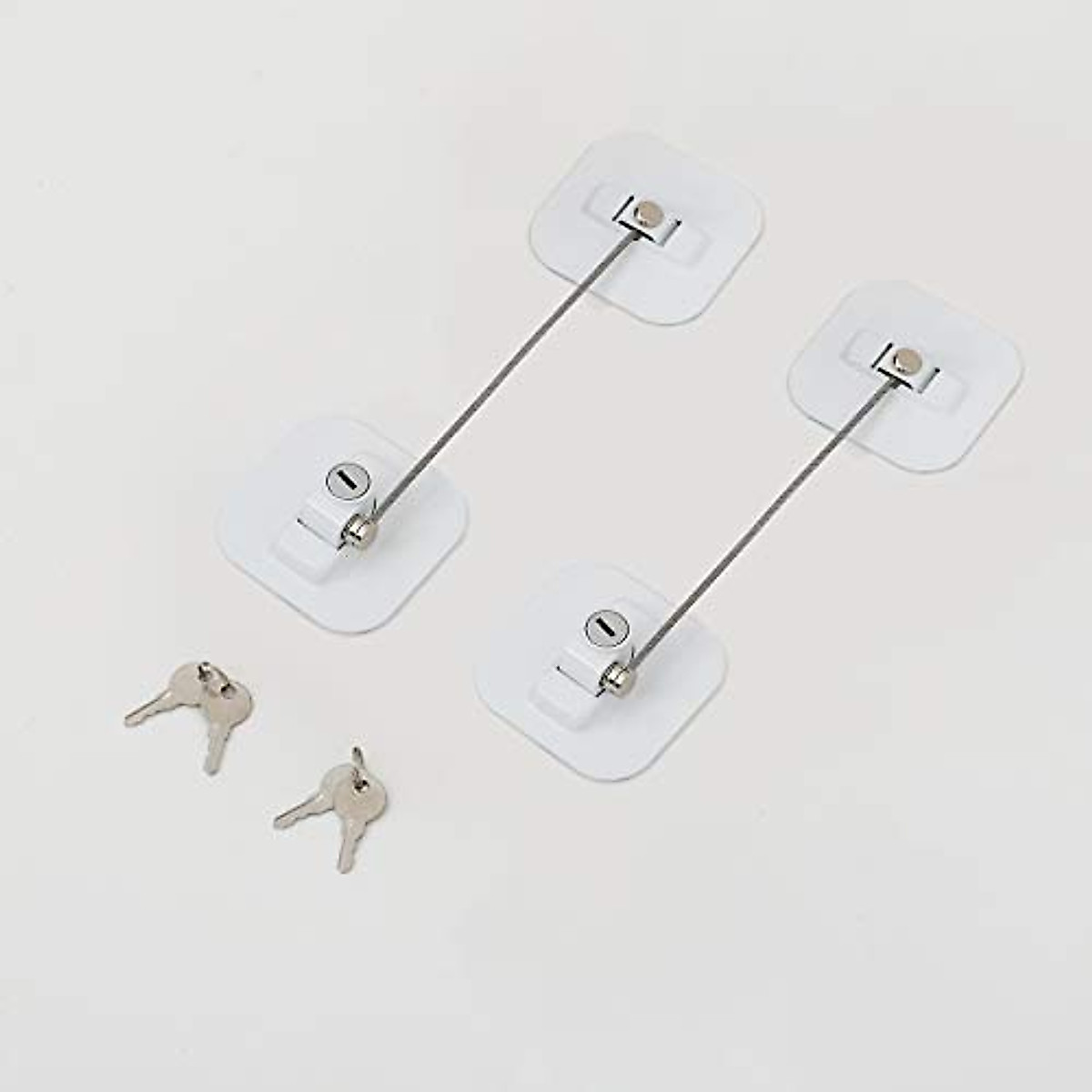2 Pack Fridge Lock, Refrigerator Lock with Keys Child Safety Cabinet Locks Refrigerator Door Lock Freezer Lock with Strong Adhesive (White)