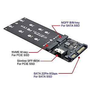 chenyang CY M.2 NVME SSD to SFF-8654 ＆ NGFF SATA SSD to SATA 2 in 1 Combo Adapter for Mainboard (Not Work NVEM SSD to SATA)