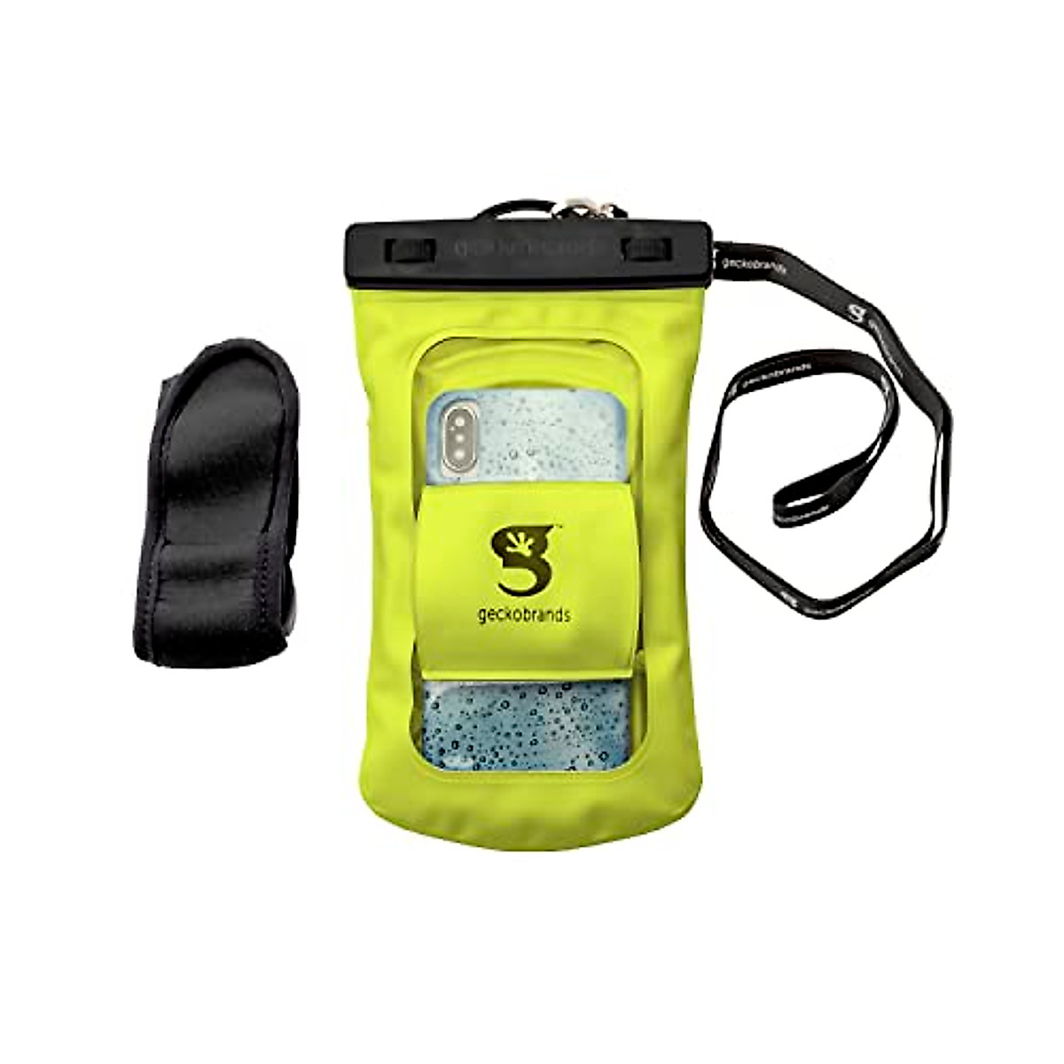 geckobrands Float Phone Dry Bag with Arm Band, Green - Floating Watertight Dry Bag Phone Pouch, Fits Most iPhone and Samsung Galaxy Models