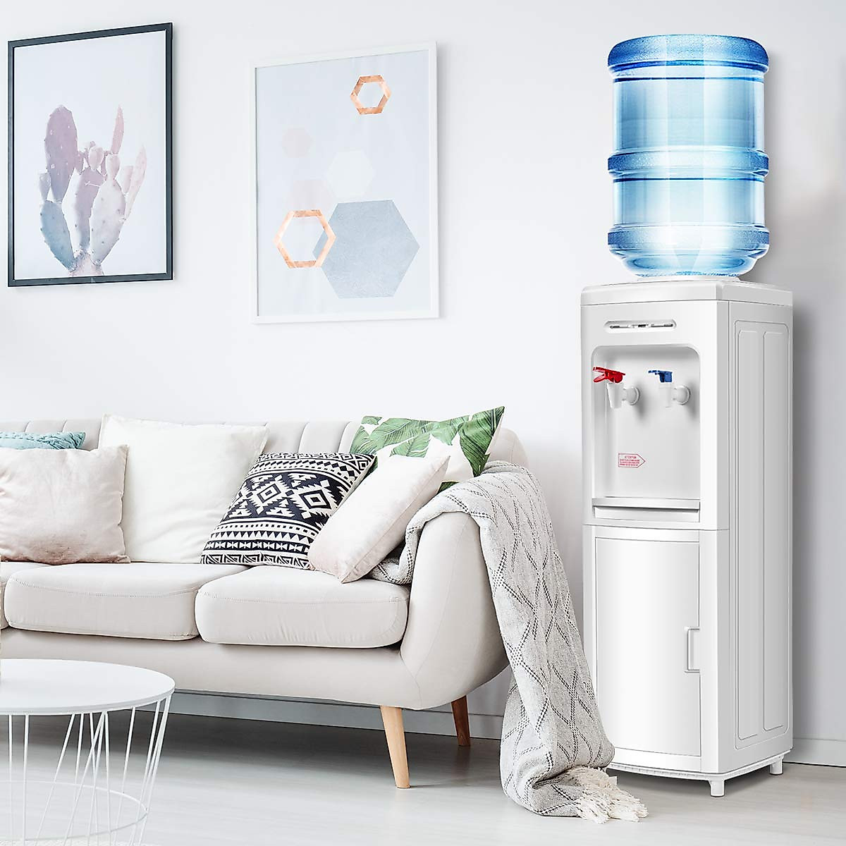 Water Dispenser, Water Dispenser with Adjustable Water Temperature, Cold Water and Hot Water Available Water Dispenser, Water Dispenser for Home and Office Use - White