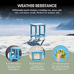 WestinTrends Outdoor Side Table, All Weather Poly Lumber Adirondack Small Patio Table Square End Table for Pool Balcony Deck Porch Lawn Backyard, Pacific Blue