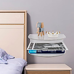 Cutora Clear Acrylic Nightstand Set of 2 Floating Side Tables Wall Mounted Hanging Nightstand for Bedroom 10.5" x 10" x 4", 8 lbs Load End Table for Hosehold Bedroom