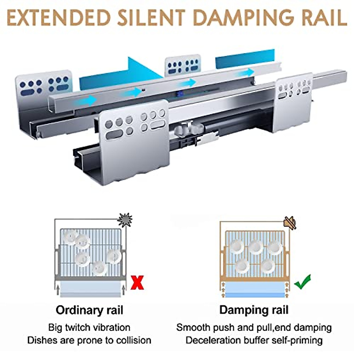 2 Tier Cabinet Pull Out Shelves 304 Stainless Steel Wire Basket Sliding Drawer for Cabinet Storage Shelves Heavy Duty Slide Out Pan Lid Cookware Organizer for Kitchen Cupboard Pantry (74(W)*46(D)*14(