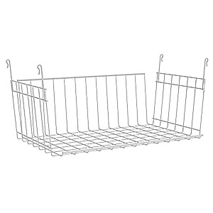 ClosetMaid 8279 24-Inch Wide Laundry Utility Hanger Shelf , White & Wire Hanging Shelf Basket for Storage, Organization in Closet or Pantry, No Assembly or Installation, Durable, White