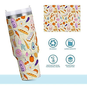 Slewiaeky Tumbler with Handle 40 oz Cute Lobster Shrimp Travel Mug with Lid and Straw Crayfish Stainless Steel Vacuum Insulated Water Bottle Cup for Iced Tea Coffee Cold Beverages Cup Holder Friendly