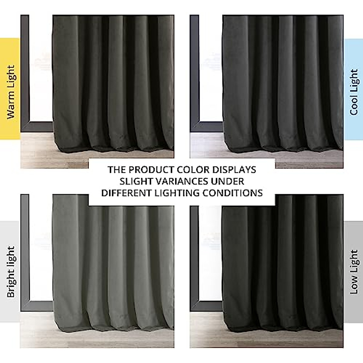 HPD Half Price Drapes Signature Blackout Velvet Curtains 96 Inches Long Heat & Full Light Blocking Blackout Curtain for Bedroom & Living Room (1 Panel), 50W x 96L, Gunmetal Grey