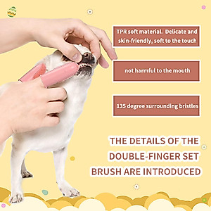 Adovoc Solar Powered Adult Dog Toothbrush Set, Blue, 2-in-1 Dual Finger and Toothbrush, Gentle on Pets' Gums