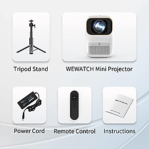 Small Portable Projector, WEWATCH 12000 Lumens Mini Projector with Tripod Stand, Native 1080P Resolution and 120" Display for Outdoor Use Compatible with TV Stick, HDMI, iOS Android Phone