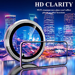 YWXTW Designed for iPhone 14 Pro Max Camera Lens Protector, for iPhone 14 Pro Camera Lens Protector, Individual Metal Anti Scratch HD Clear Case Friendly Tempered Glass Camera Cover, 1 Set (Silver)