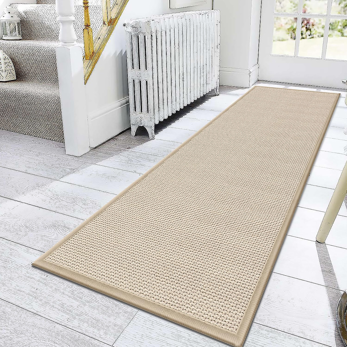 Hallway Runner Rug Mat Non Slip, Water Absorbent Floor Rug Carpet with Rubber Backing, 83 x 28 inch Farmhouse Indoor Washable Area Rug Throw Rug for Entryway Porch Backyard Dining Room, Black