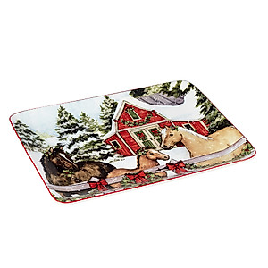Certified International Homestead Christmas Rectangular Platter 16in x 12in, Multicolor, Large