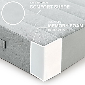 JKMAX 22 inches Floor Pillow for Adults - Large Meditation Cushion with Thick Foam & Soft Tufted Cover - Premium Outdoor Square Floor Cushion Seat - Yoga Pillows for Sitting On Floor - Light Gray