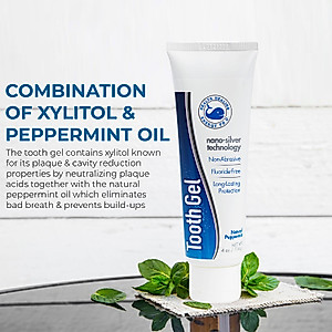 Toothpaste Gel Nano Silver Technology - Fluoride Free, SLS Free, Non-Abrasive, No BPA, Non-staining, Family Friendly, Promotes Fresh Breath and Mouth, Natural, Peppermint, 4oz