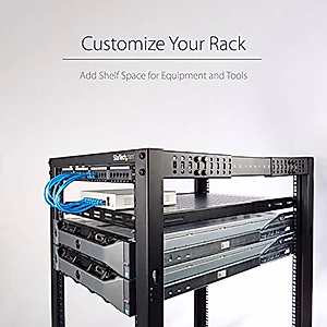 StarTech.com 1U Adjustable Vented Server Rack Mount Shelf - 175lbs - 19.5 to 38in Adjustable Mounting Depth Universal Tray for 19" AV/ Network Equipment Rack - 27.5in Deep , TAA (ADJSHELF)