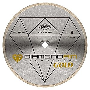QEP 10" Continuous Rim Premium Diamond Blade for Wet or Dry Cutting of Ceramic, Porcelain, and Marble Tile
