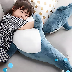 Ryttir 39.4 Inch XXL Giant Shark Stuffed Animals,Chubbier Shark Pillow Soft Shark Plush Shark Body Pillow Stuffed Shark Décor, Perfect Chrismas Stress Relief Gifts for Kids Women