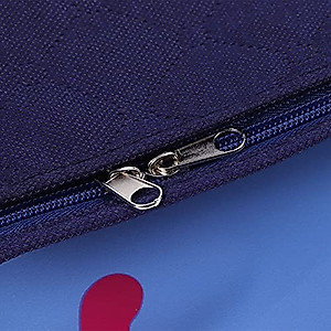 Clothes Storage Bag, Handle Design Double Zipper Non‑woven Fabric and PVC Fabric Clothes Storage Basket for Daily Storage Requirements for Storing Quilts(Cross section navy blue)