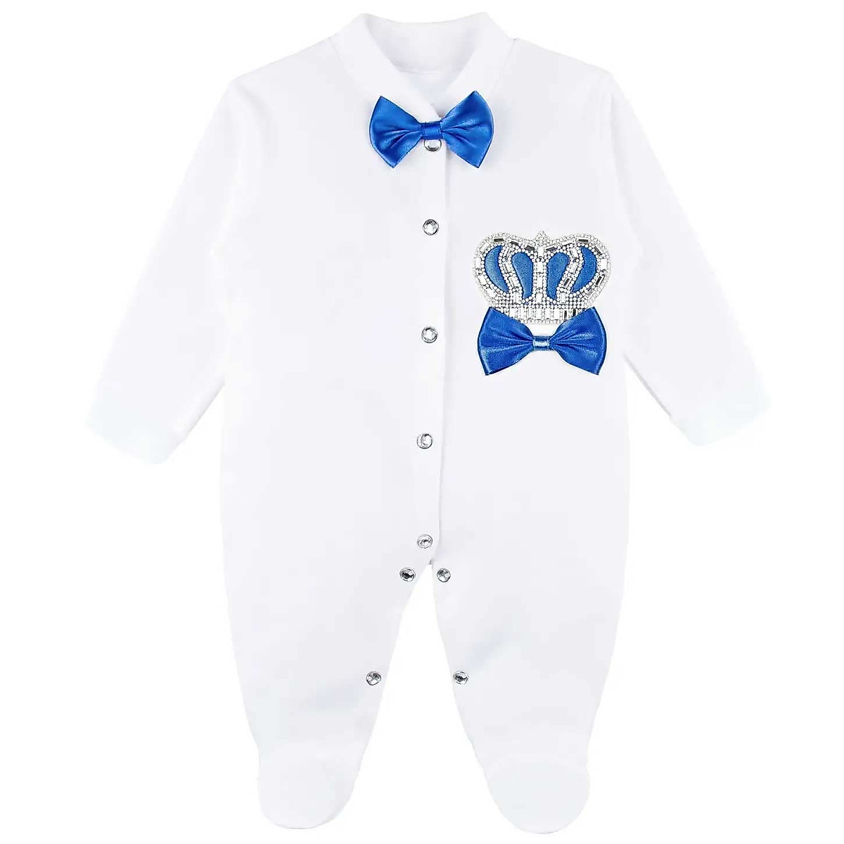 Lilax Baby Boy Newborn Crown Jewels Layette 4 Piece Gift Set 0-3 Months Royal Blue 0-3M