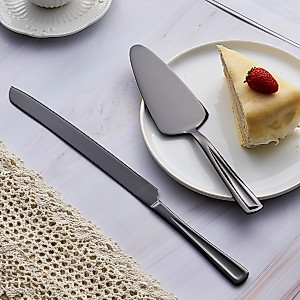 GoGeiLi Black Cake Knife and Server Set, 13-inch Stainless Steel Cake Cutting Set, Elegant Cake Cutter Set for Wedding, Birthday, Parties, Anniversary