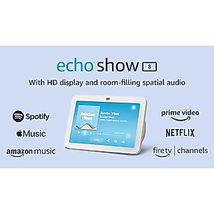 Amazon Echo Show 8 (newest model), With Spatial Audio, Smart Home Hub, and Alexa, Glacier White