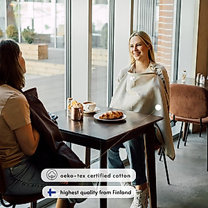 Nursing Cover for Baby Breastfeeding & Pumping | Multi Use Car Seat Stroller Cover | Breathable Soft Muslin Cotton | Breast Feeding Apron & Shawl by TISU (Oat Beige (Neutral))