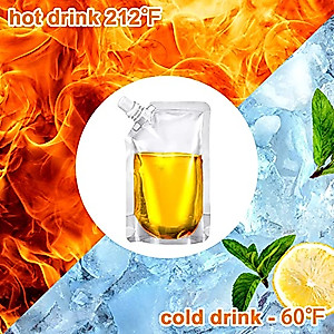 100 Pcs Plastic Flasks, Plastic Flasks Drink Pouches for Adults Concealable Reusable, Plastic Drink Flasks Travel Pouches Kit with Funnel for Women Men (8 oz)