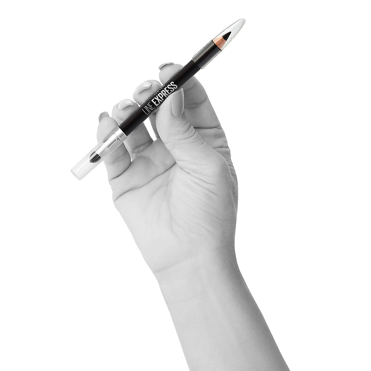 Maybelline New York Line Express Sharpenable Wood Pencil with Built-In Blending Smudger Tip Creamy Liner Eyeliner Eye Makeup, Ebony Black, 0.035 oz.