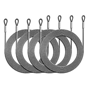 Amgo 48 Feet (12ft x 4) PVC Coated Stainless Steel Metal Wire Cable Ropes Hardware Kits for Square and Rectangle Sun Shade Sail Canopy  - Commercial Standard Heavy Duty - for 10 Inch Set