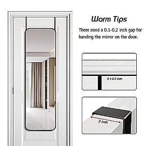 CTBRT 47x14 Inch Mirror Full Body Length Mirror Over The Door Hanging Mirror 47"x14" Wall Mounted Aluminum Alloy Frame Dressing Make-up Mirror for Entryway Bedroom Bathroom Living Room Black