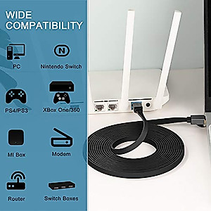 ANNNWZZD CAT 8 Ethernet Cable, Flat LAN Network Cable High Speed 26AWG Patch 40Gbps, 2000Mhz with Gold Plated RJ45 Connector for Router, Modem, PC, Switches, Hub, Laptop, Gaming, Xbox (25ft/25FT)