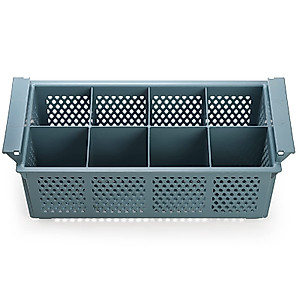 Nicunom Utensil Caddy Silverware Holder with 8 Slots, Kitchen Cutlery Organizer for Spoon, Napkin, Fork, Knives, Cups - Flatware Rack Condiment Caddy for Camping RV BBQ Picnic Party