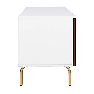 Safavieh Home Genevieve Mid-Century Modern Walnut and White Storage TV Media Stand