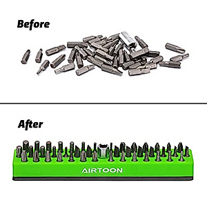 AIRTOON 1/4" Magnetic Hex Bit Holder, 43 Holes Bit Storage with Strong Magnetic Base, Magnetic Screwdriver Bit Organizer, Green