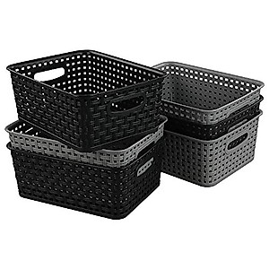 Begale Plastic Storage Basket for Household Organization, Set of 6