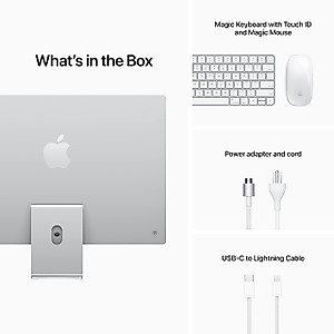 Apple 2021 iMac All in one Desktop Computer with M1 chip: 8-core CPU, 8-core GPU, 24-inch Retina Display, 8GB RAM, 256GB SSD Storage, Matching Accessories. Works with iPhone/iPad; Silver