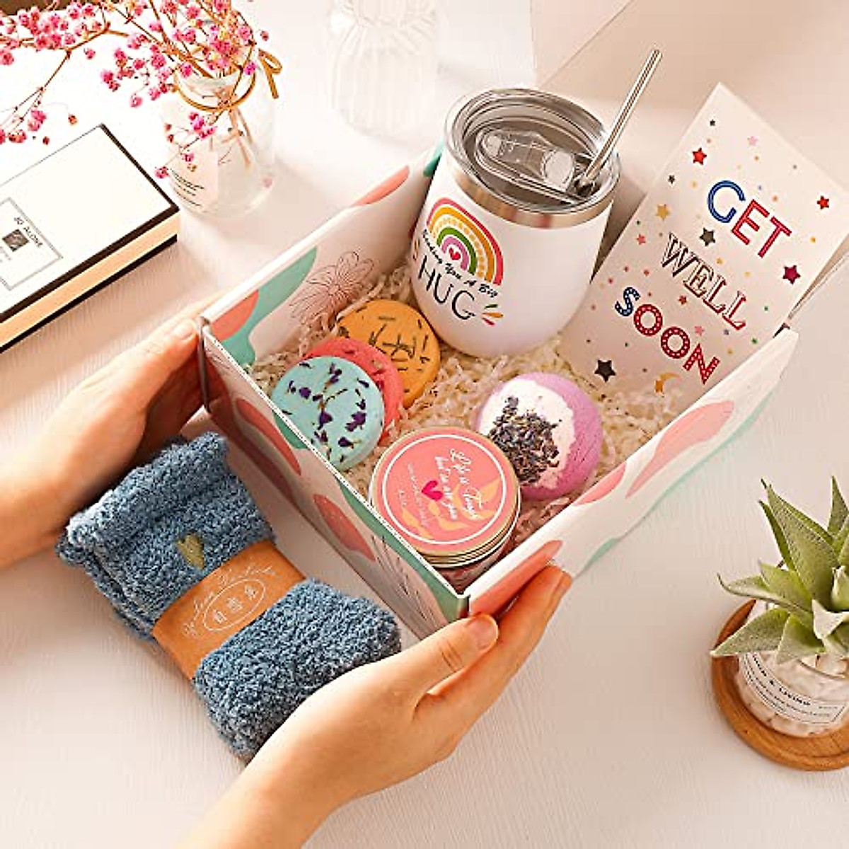 Get Well Soon Gifts for Women, Relaxing Spa Gift Basket Care Package for Women Her Mom Sister Best Friend, Unique Thinking of You Gifts Set for Women