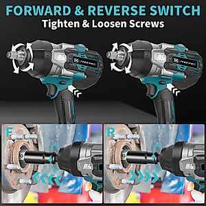 CANBRAKE 2000Nm 1/2" Cordless Impact Wrench, 21V Heavy Duty Impact Gun with 2 x 4.0Ah Battery & 5 Sockets, 1500ft-lbs Brushless Electric Pistola Llave de Impacto 3 Variable Speeds for Truck Mower Car