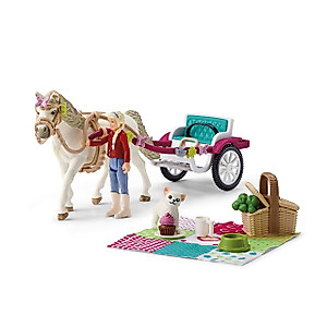 Schleich Horse Club, Horse Toys for Girls and Boys, Carriage Ride with Picnic Horse Set with Horse Toy, 32 Pieces