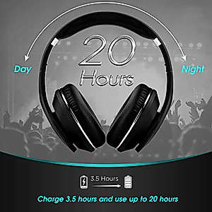 August EP640 Bluetooth Headphones - Wireless Over Ear Headphones with aptX / NFC / 3.5mm Audio In / Headset Microphone - Black