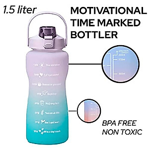 cubaco SPORTS WATER bottle with straw lid large 1.5l - graduated, portable, and thermo mug for outdoor travel - bpa-free (PURPLE)