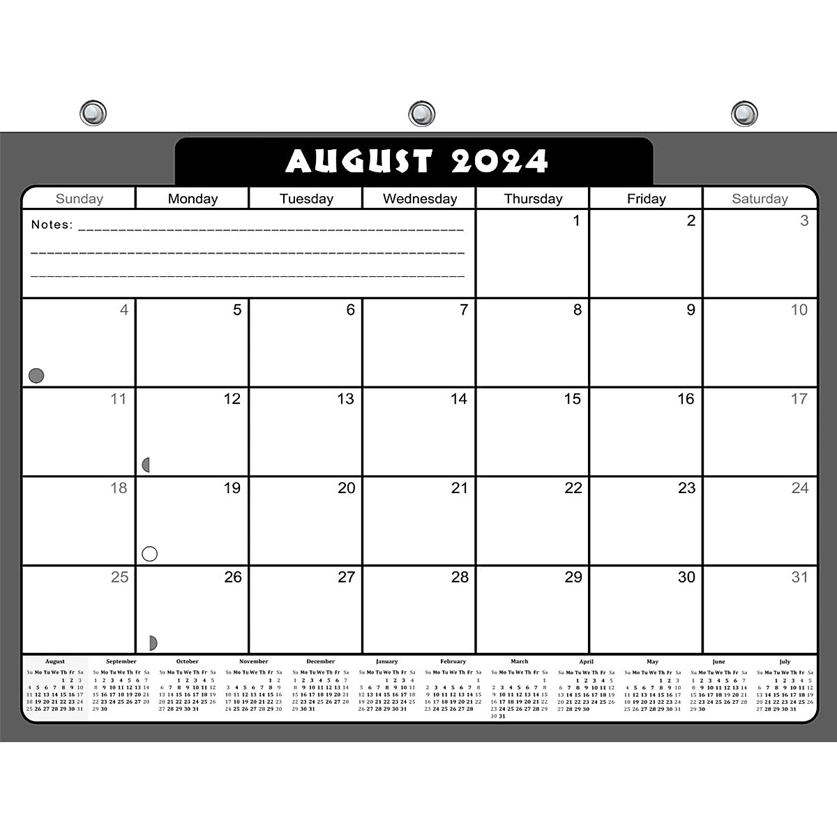 2024-2025 Academic Year 12 Months Student Calendar/Planner for 3-Ring Binder, Desk or Wall (Edition #023)